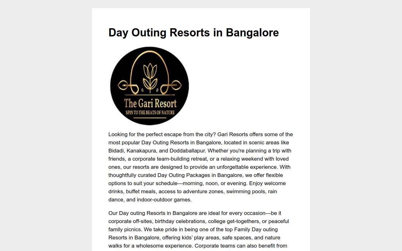 Day Outing Resorts